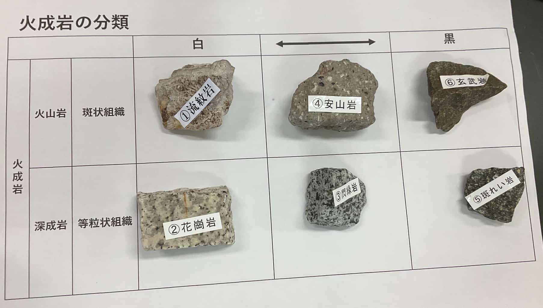 手にとって考える！火成岩の分類ワークシート 科学のネタ帳